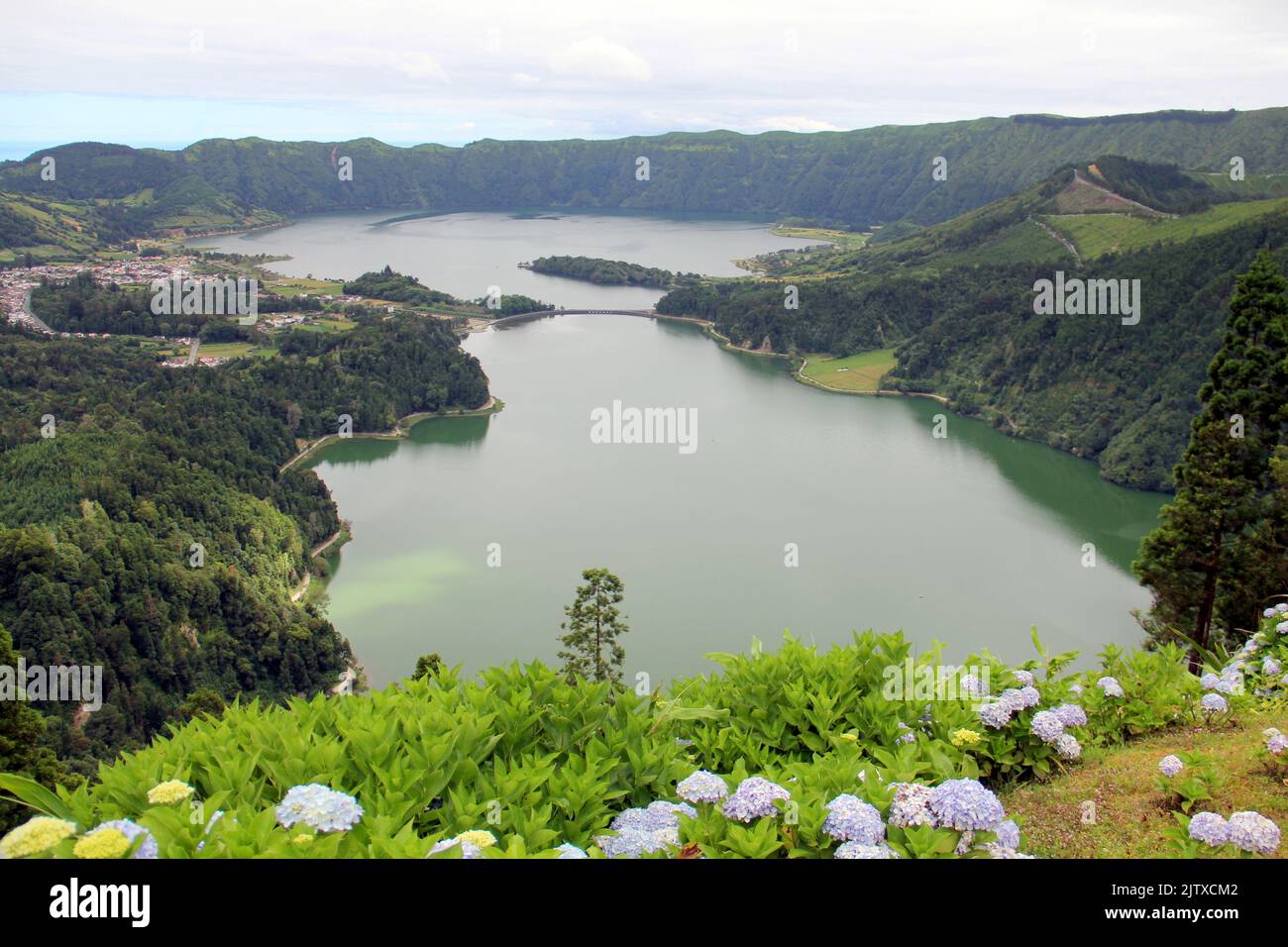 Sete Cidades, view from Southern point, Vista do Rei, Green Lake, Lagoa ...