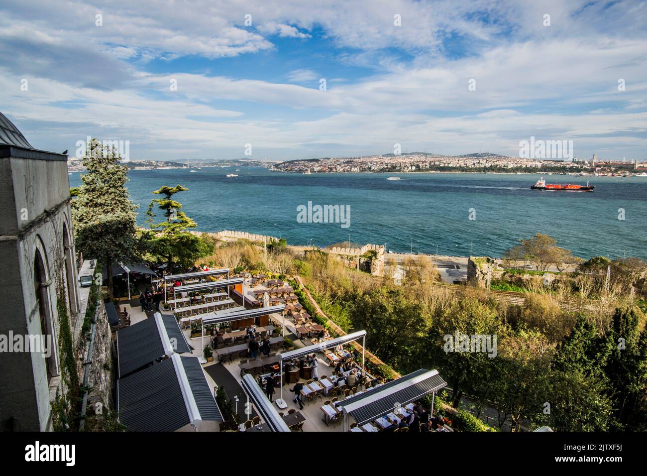 Bosporus Strait. View from terrace of the Topkapi Palace complex ...