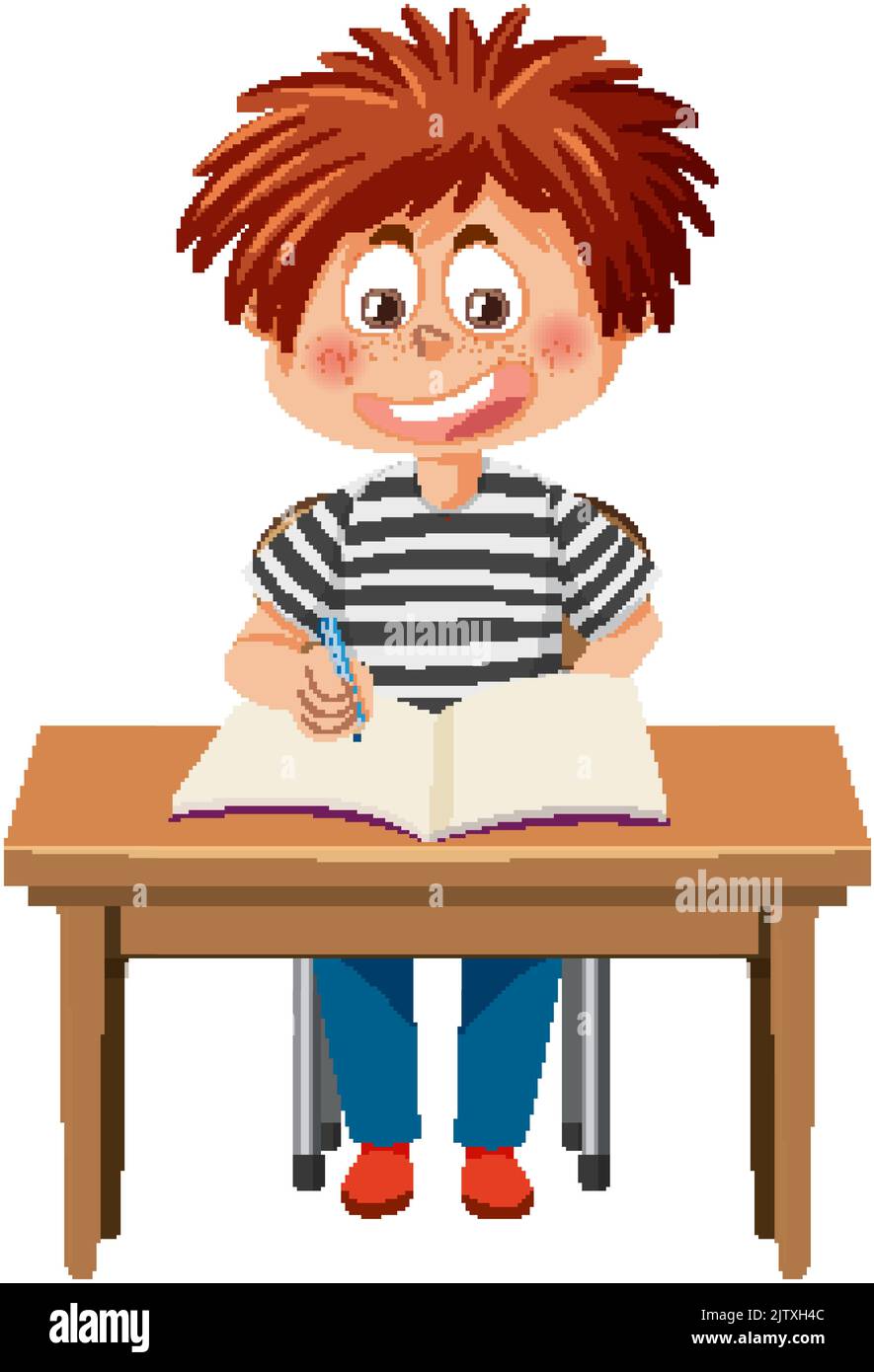 A boy study on the desk illustration Stock Vector Image & Art - Alamy