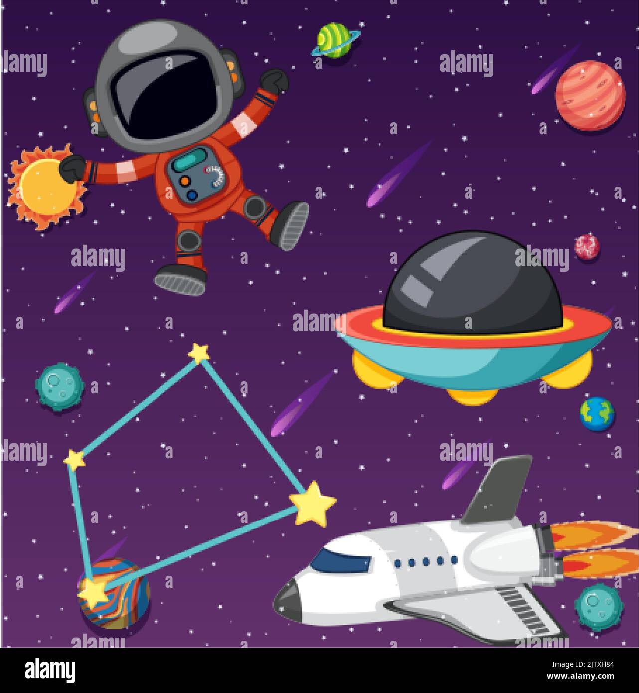 Cartoon space background template illustration Stock Vector Image & Art ...
