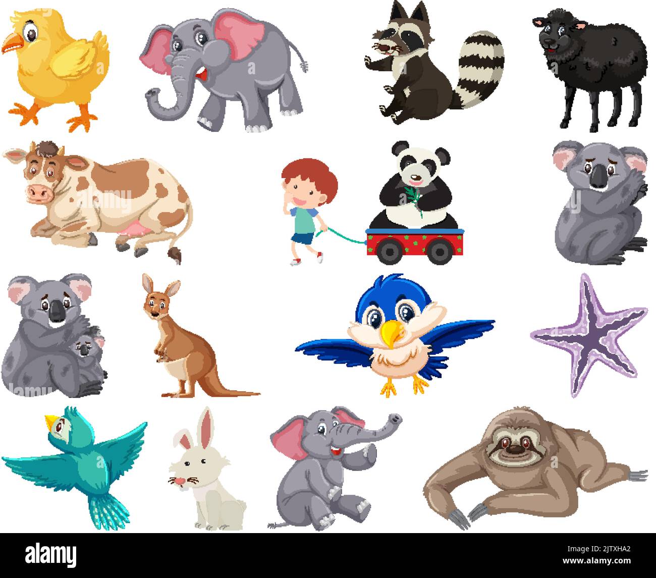 Set of various animals cartoon illustration Stock Vector Image & Art ...