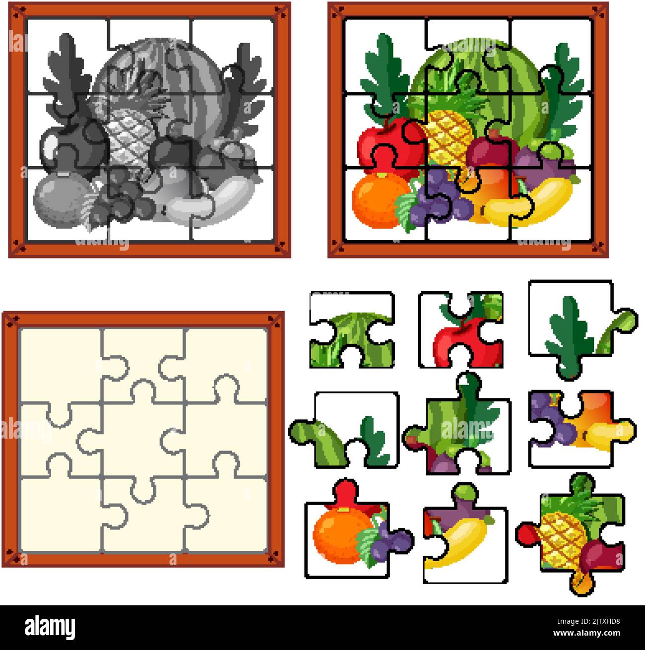 Fruit photo puzzle game template illustration Stock Vector Image & Art ...