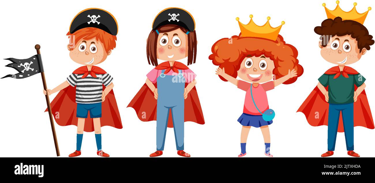 Children cartoon character in pirate outfits illustration Stock Vector ...