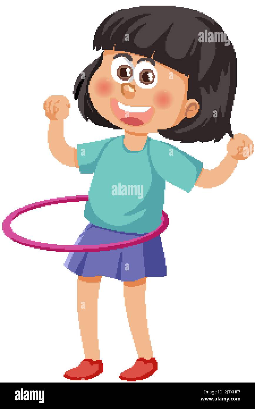 A girl exercising with hula hoop illustration Stock Vector Image & Art ...