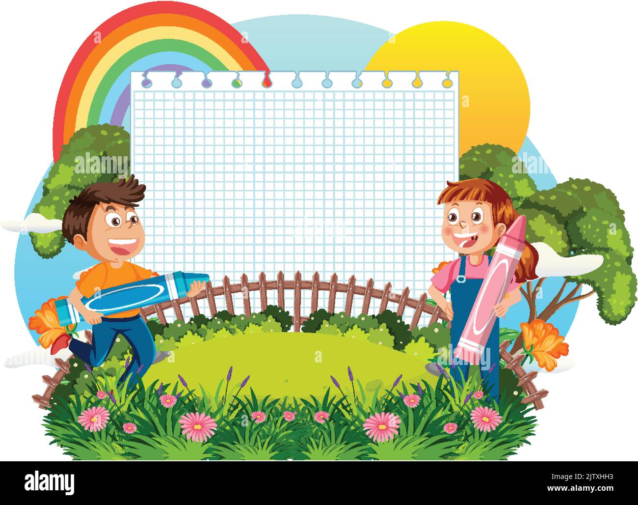 Empty board template with cartoon character illustration Stock Vector ...