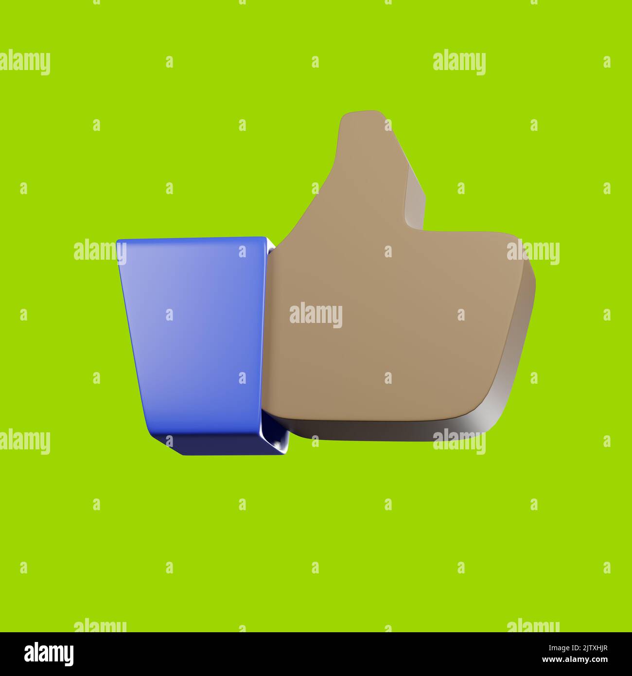 3D rendering block shape thumb up hand gesture isolated on green ... 3D rendering block shape thumb up hand gesture isolated on green ...