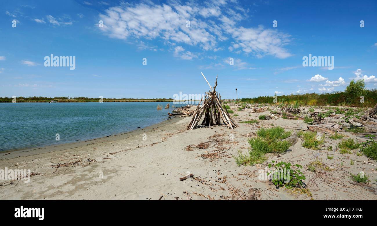 Gorino Ferrarese (Fe), Italy, a view of the river Po of Goro Stock ...