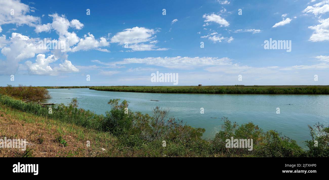 Gorino Ferrarese (Fe), Italy, a view of the river Po of the Donzella ...
