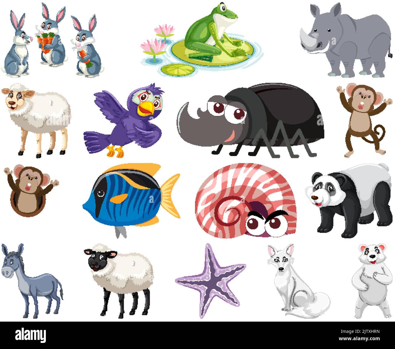 Set of various animals cartoon illustration Stock Vector Image & Art ...