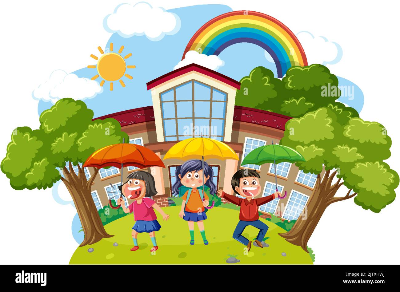 Happy kids at school illustration Stock Vector Image & Art - Alamy