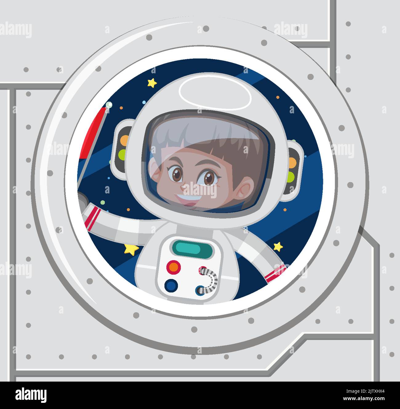 Spaceship window with astronaut illustration Stock Vector Image & Art ...