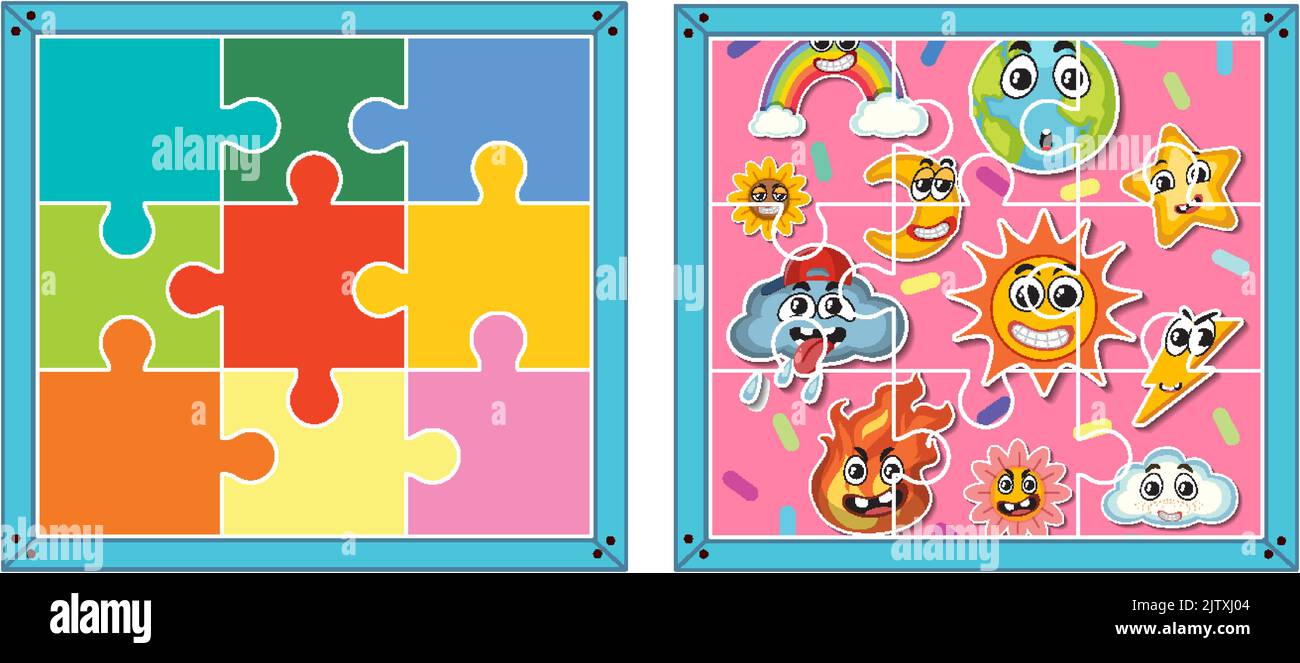 Jigsaw puzzle clip art cartoon Cut Out Stock Images & Pictures - Alamy