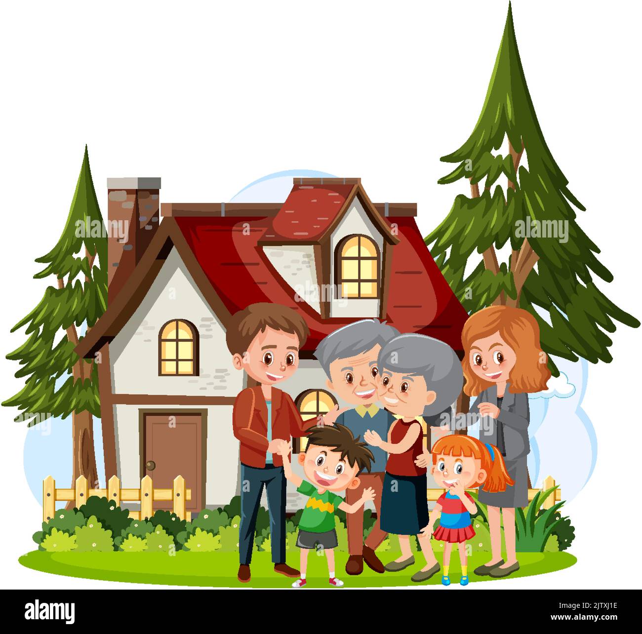 Family infront of house hi-res stock photography and images - Alamy