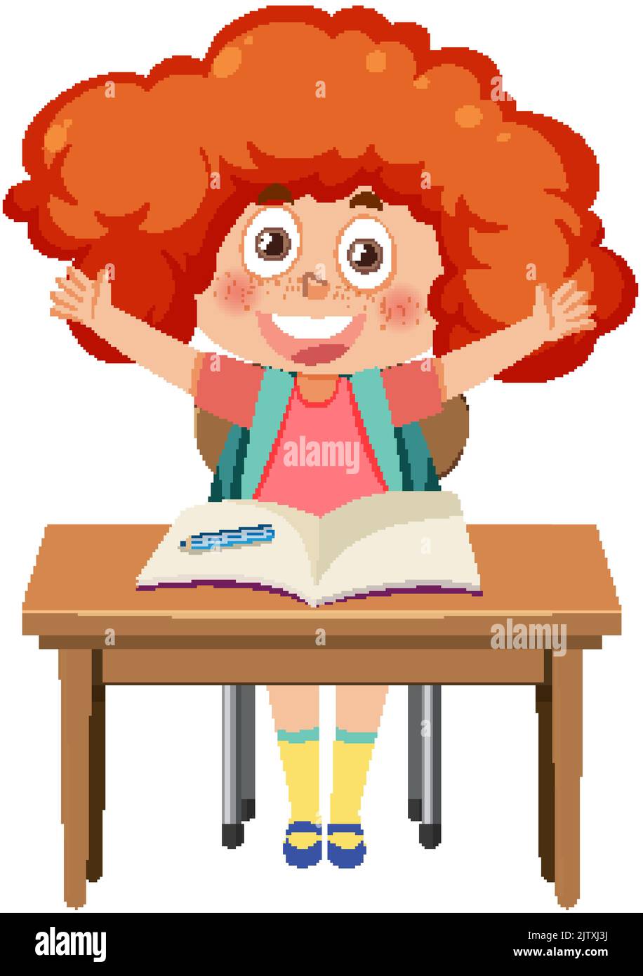 A girl study on a desk illustration Stock Vector Image & Art - Alamy