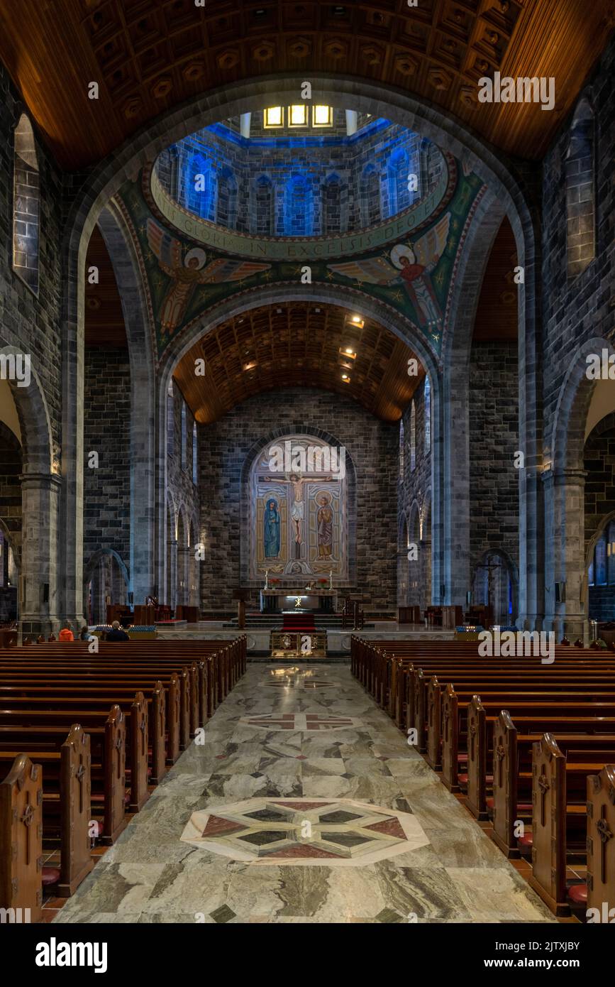 Galway, Ireland - 28 July, 2022: interior view of the nave and altar of ...