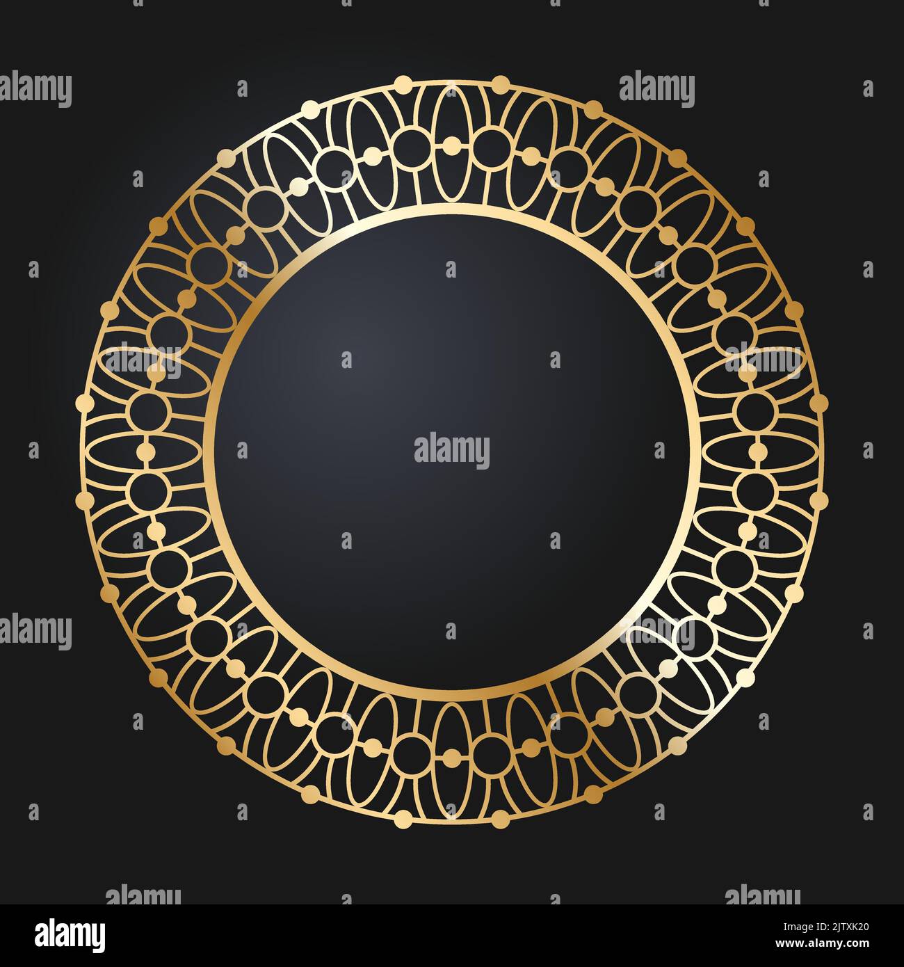 Beautiful round golden frame. Festive design. Gold border. Round frames ...