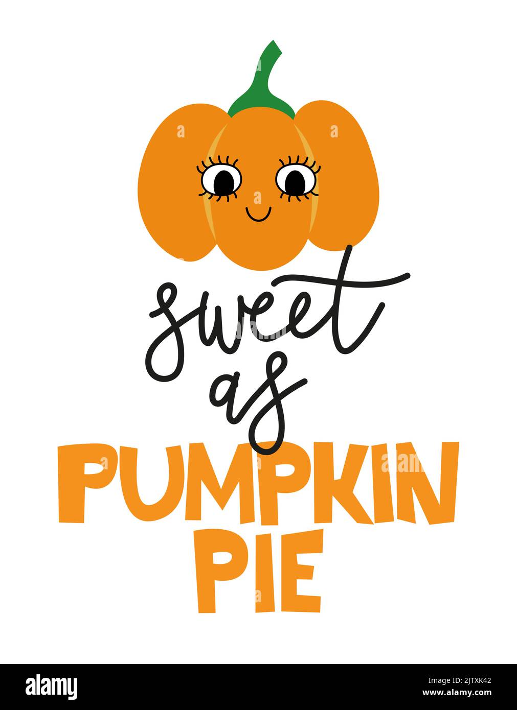 Sweet as Pumpkin pie - Hand drawn pretty pumpkin with quote for Fall ...