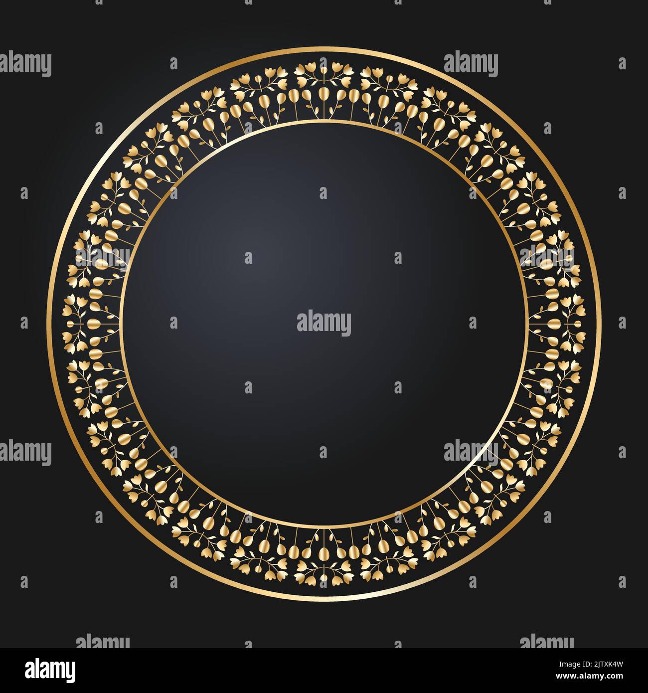 Floral gold border. Round golden frame with wild flowers and tulips. Round frames vector Stock ...