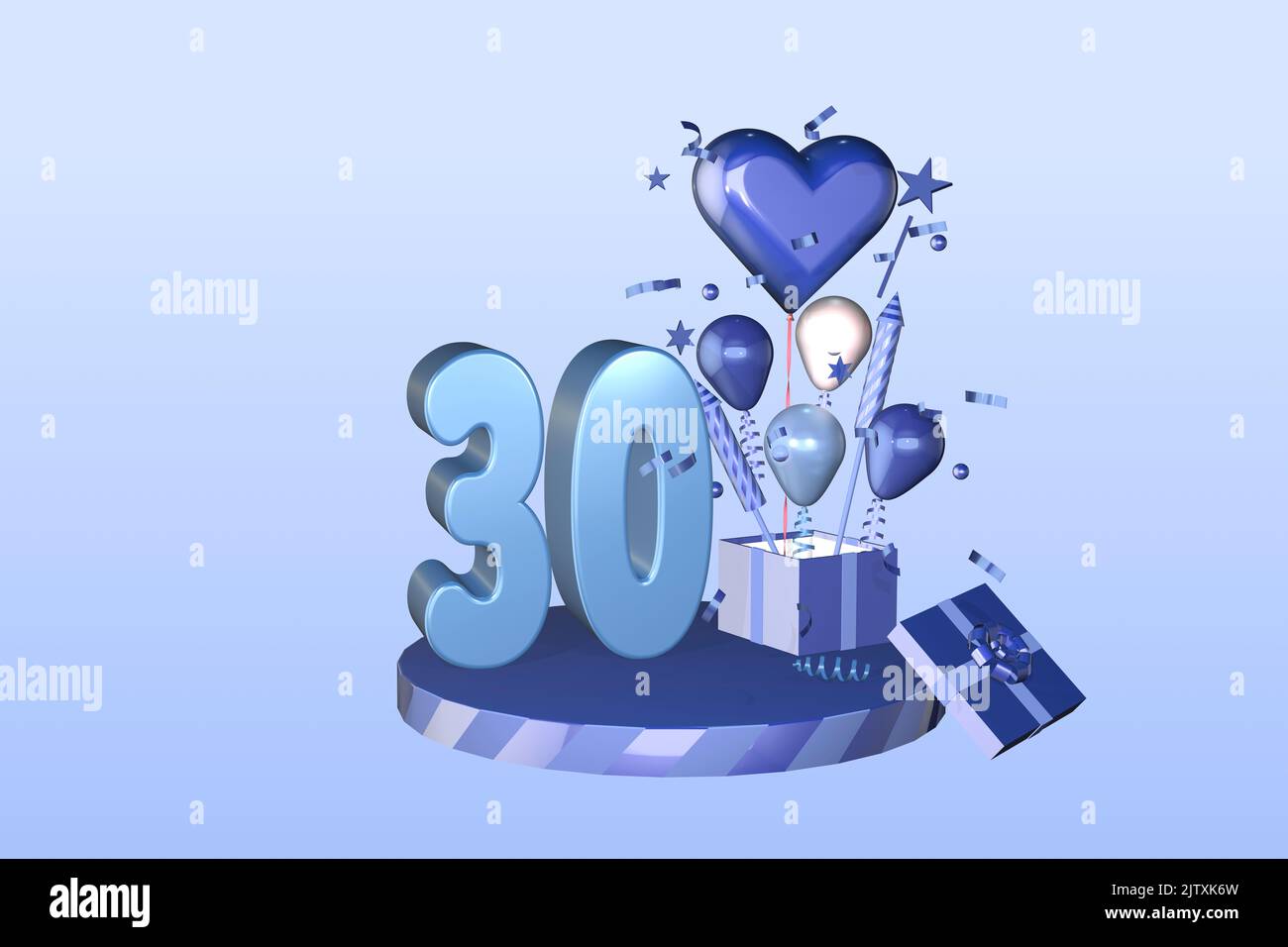 3D rendered display suitable for 30 30th birthday or thirty thirtieth ...