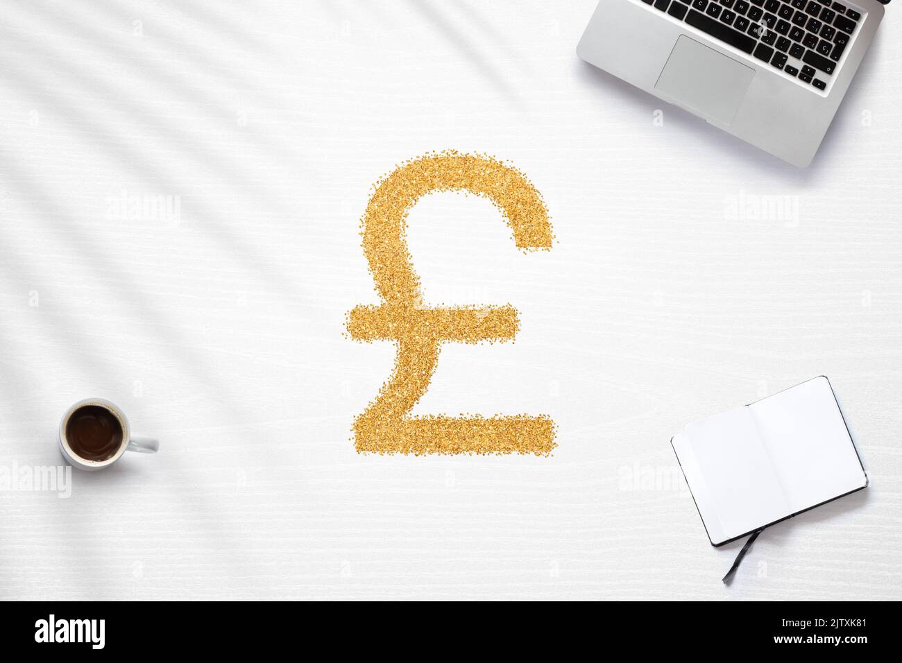 Scene about earning a salary from a home office, with a Pound sign made ...