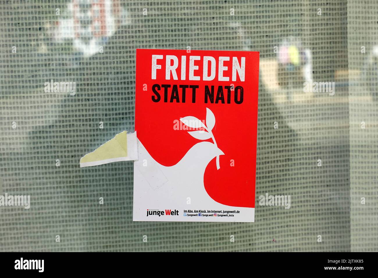 Sticker, peace instead of Nato, Berlin, Germany Stock Photo - Alamy