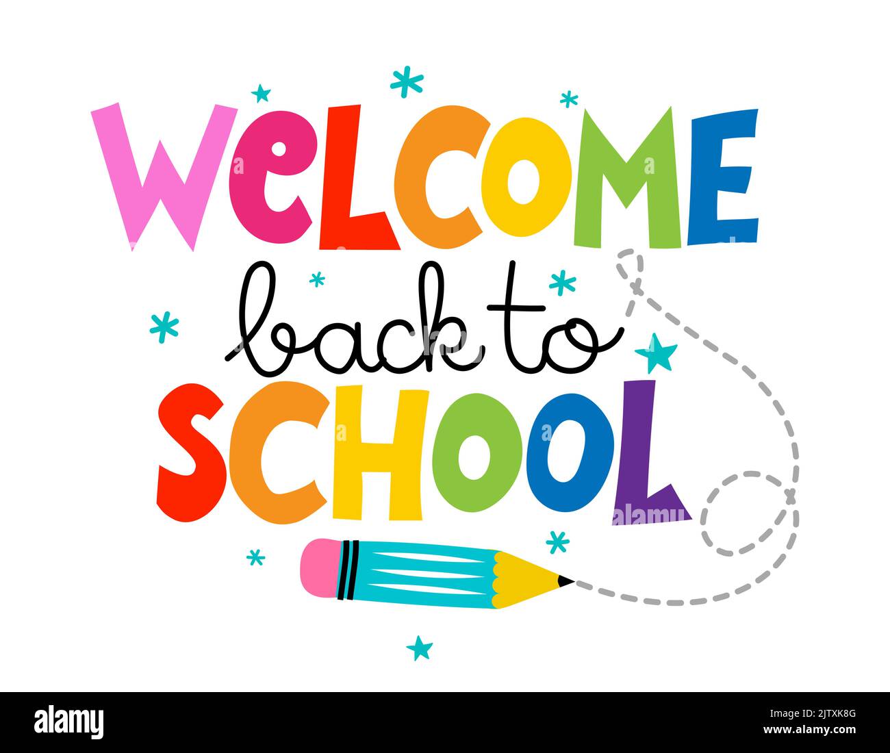 Welcome back to school - colorful typography design. Good for clothes ...