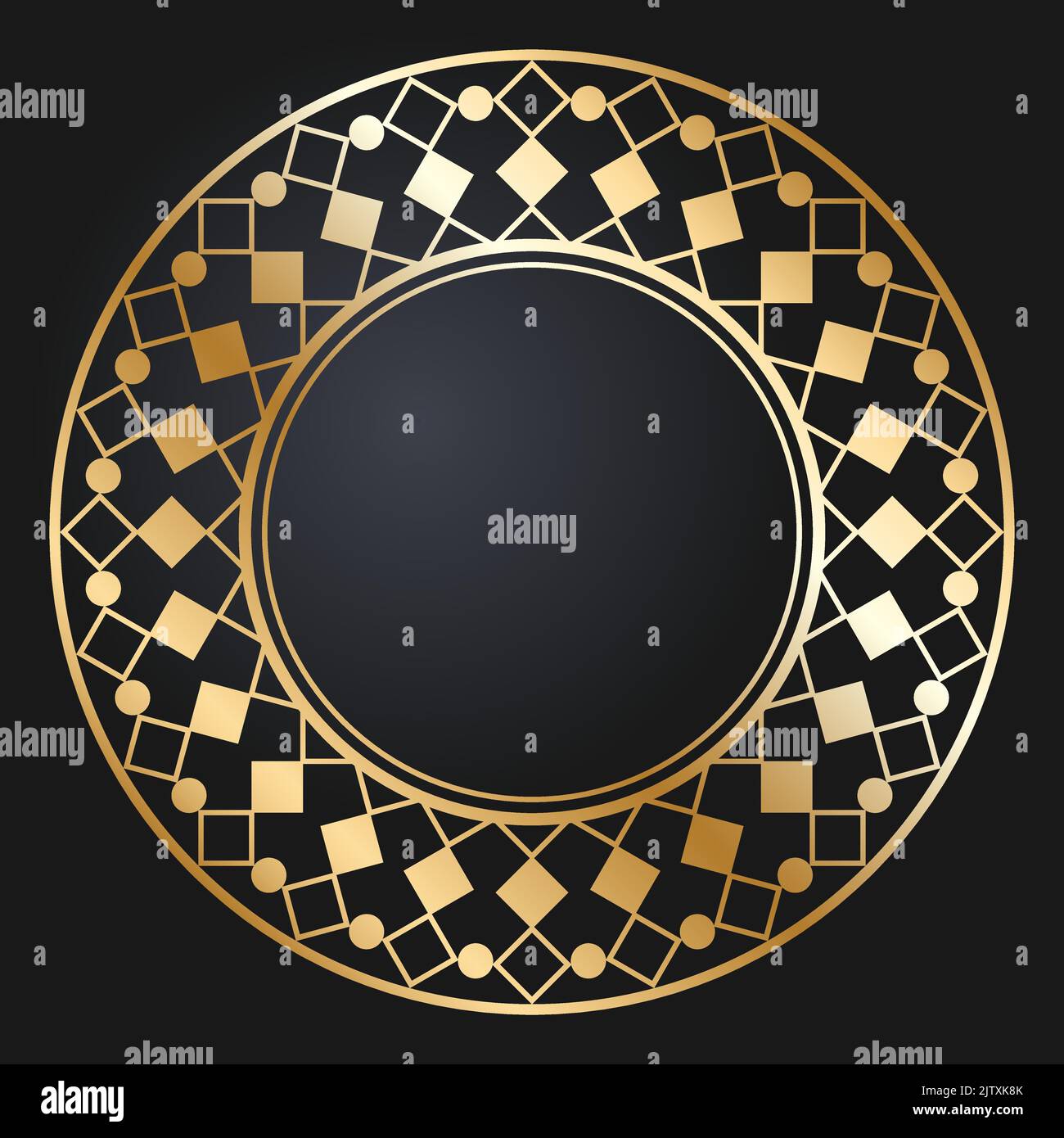 Beautiful round golden frame. Festive design. Gold border. Round frames ...