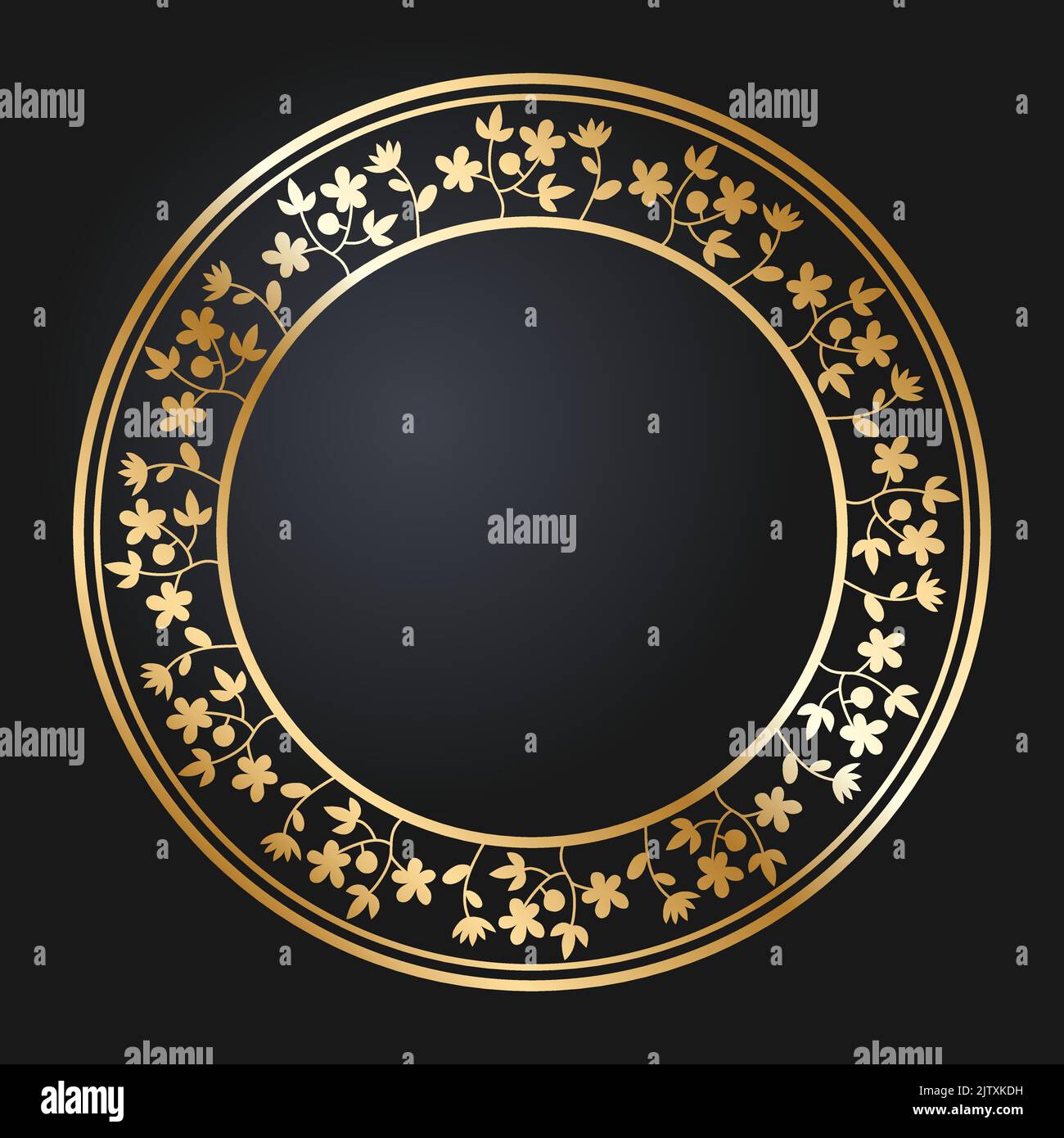 Floral gold border. Round golden frame with wild flowers and tulips. Round frames vector Stock ...