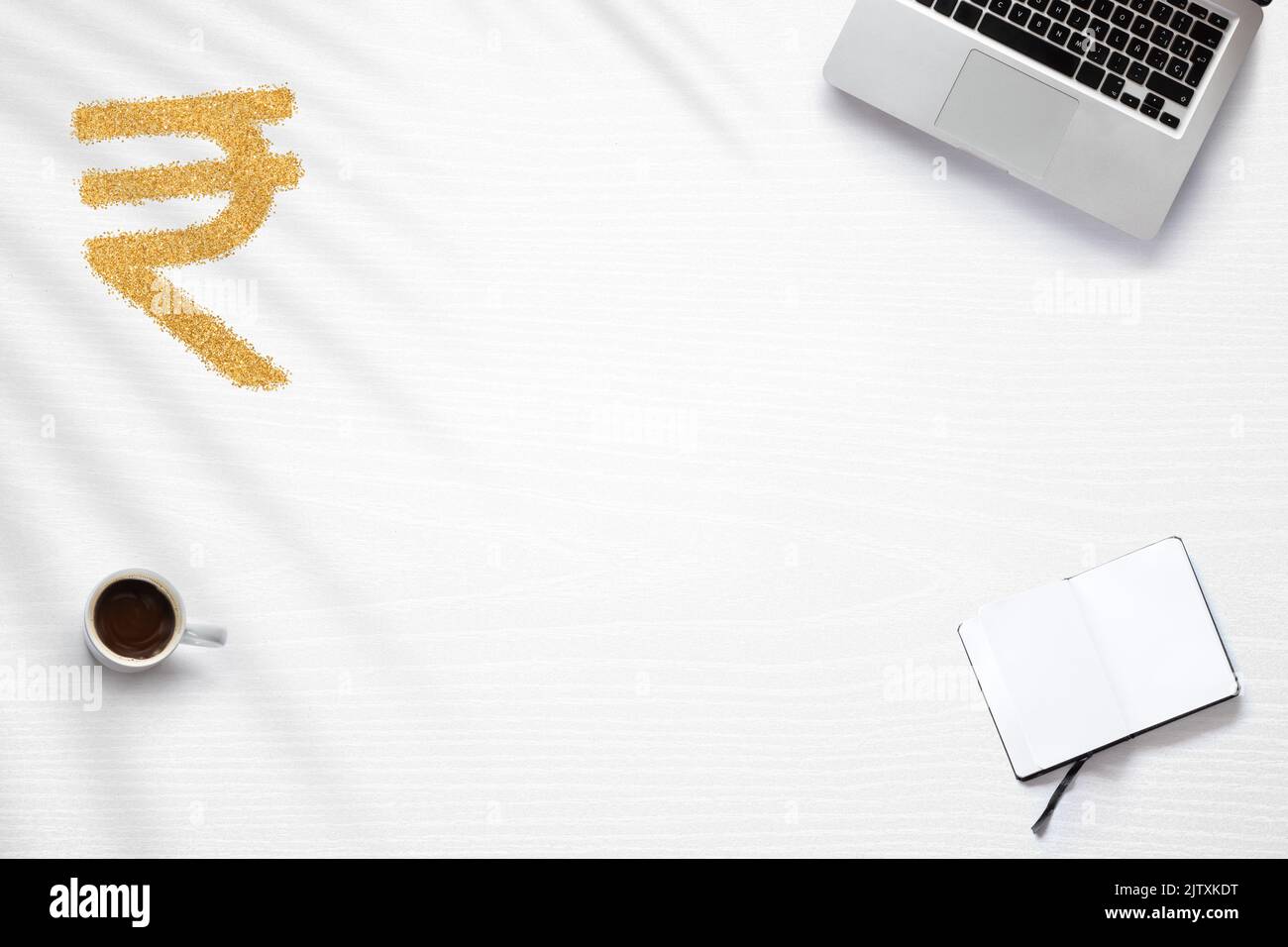 Scene about earning a salary from a home office, with a Rupee sign made ...