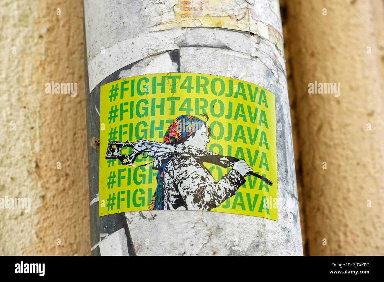 Sticker, support Rojava, Germany Stock Photo - Alamy