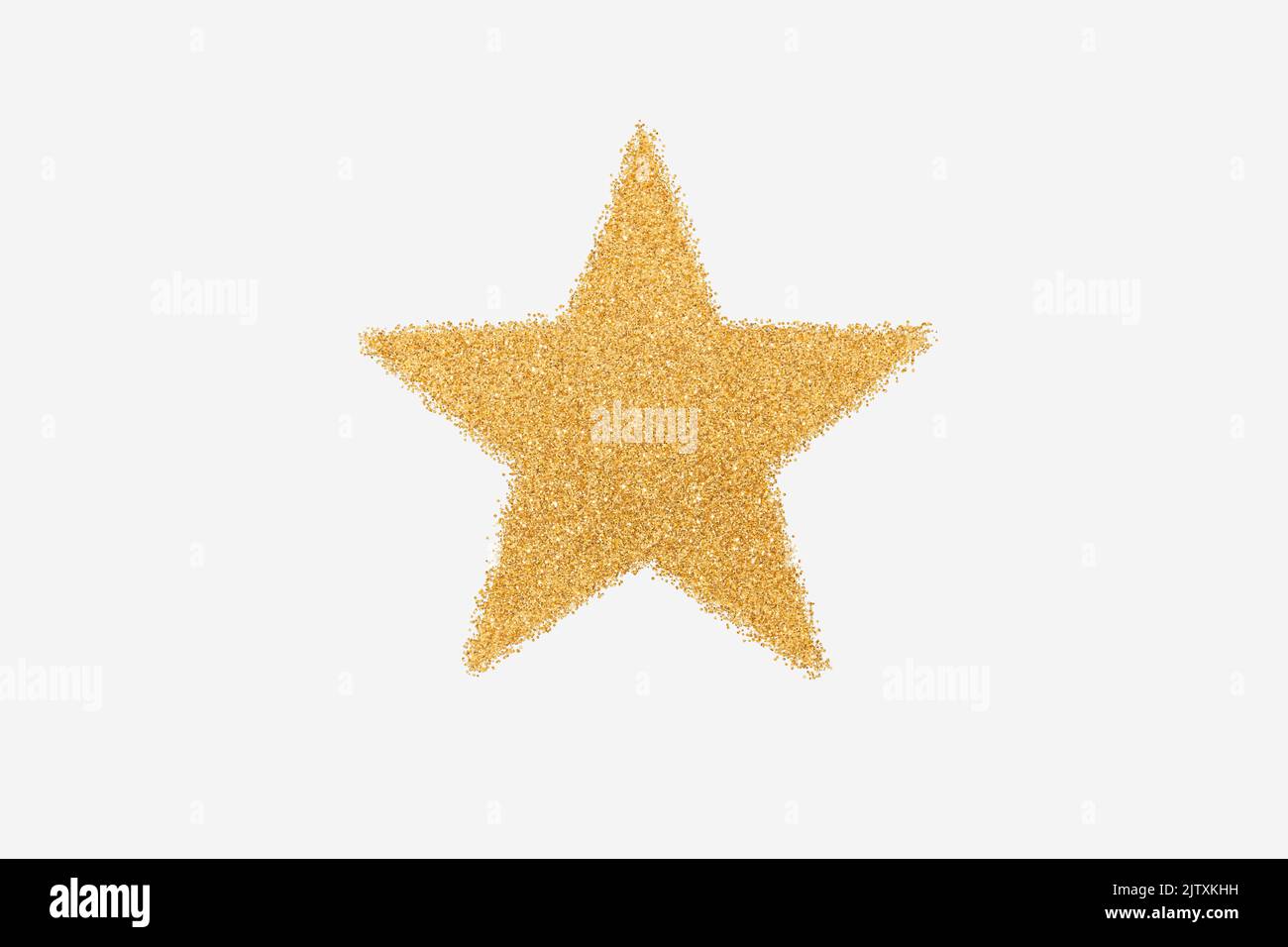 Five point star symbol shape made of golden glitter against plain ...