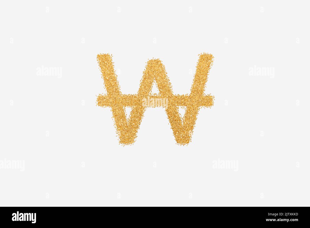 Korean Won sign made of golden glitter against plain background Stock ...