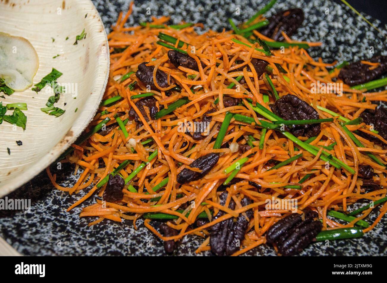 Vegan food plates on display at a formal, festive and fancy, Vegetarian ...