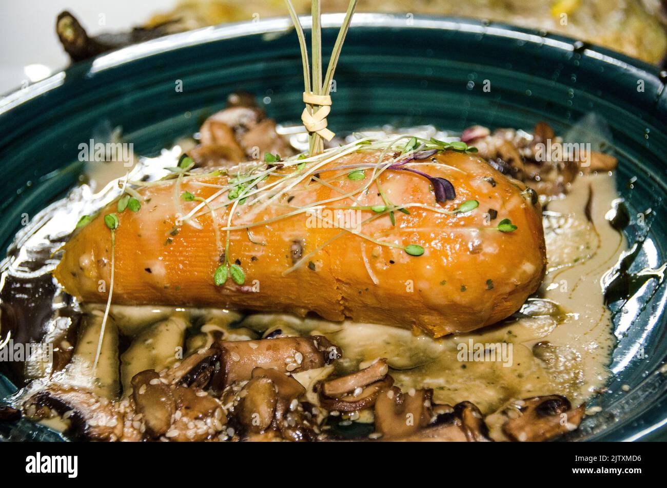 Vegan food plates on display at a formal, festive and fancy, Vegetarian ...