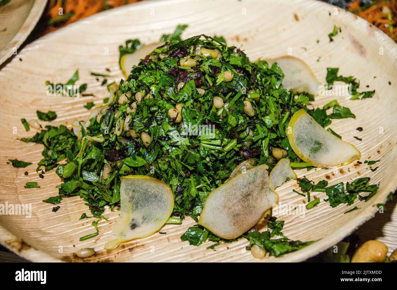 Vegan food plates on display at a formal, festive and fancy, Vegetarian ...