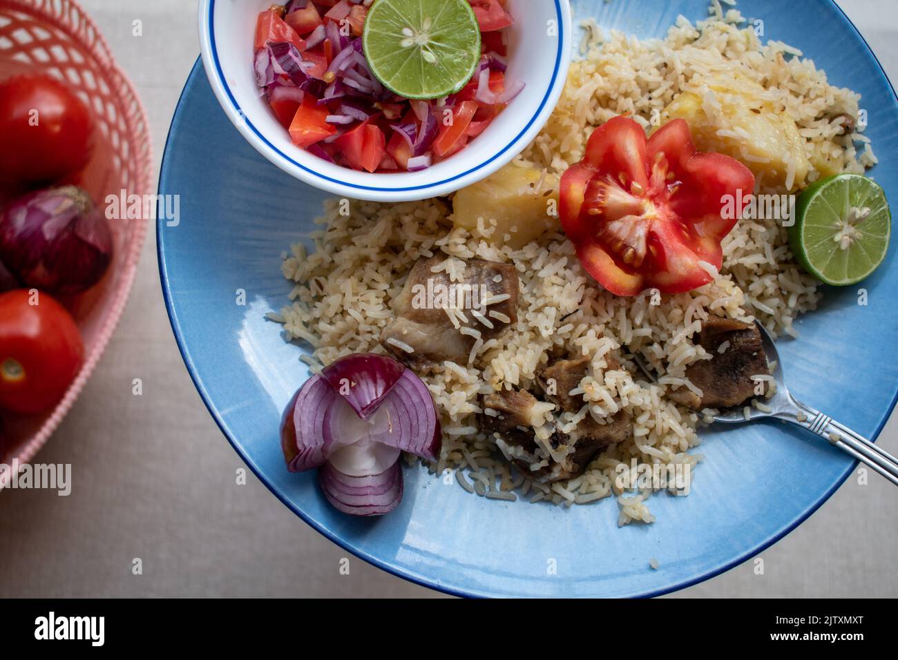 Indian pilau plate hi-res stock photography and images - Alamy