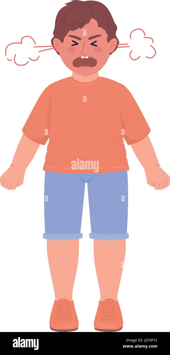 Angry little boy shouting semi flat color vector character Stock Vector ...