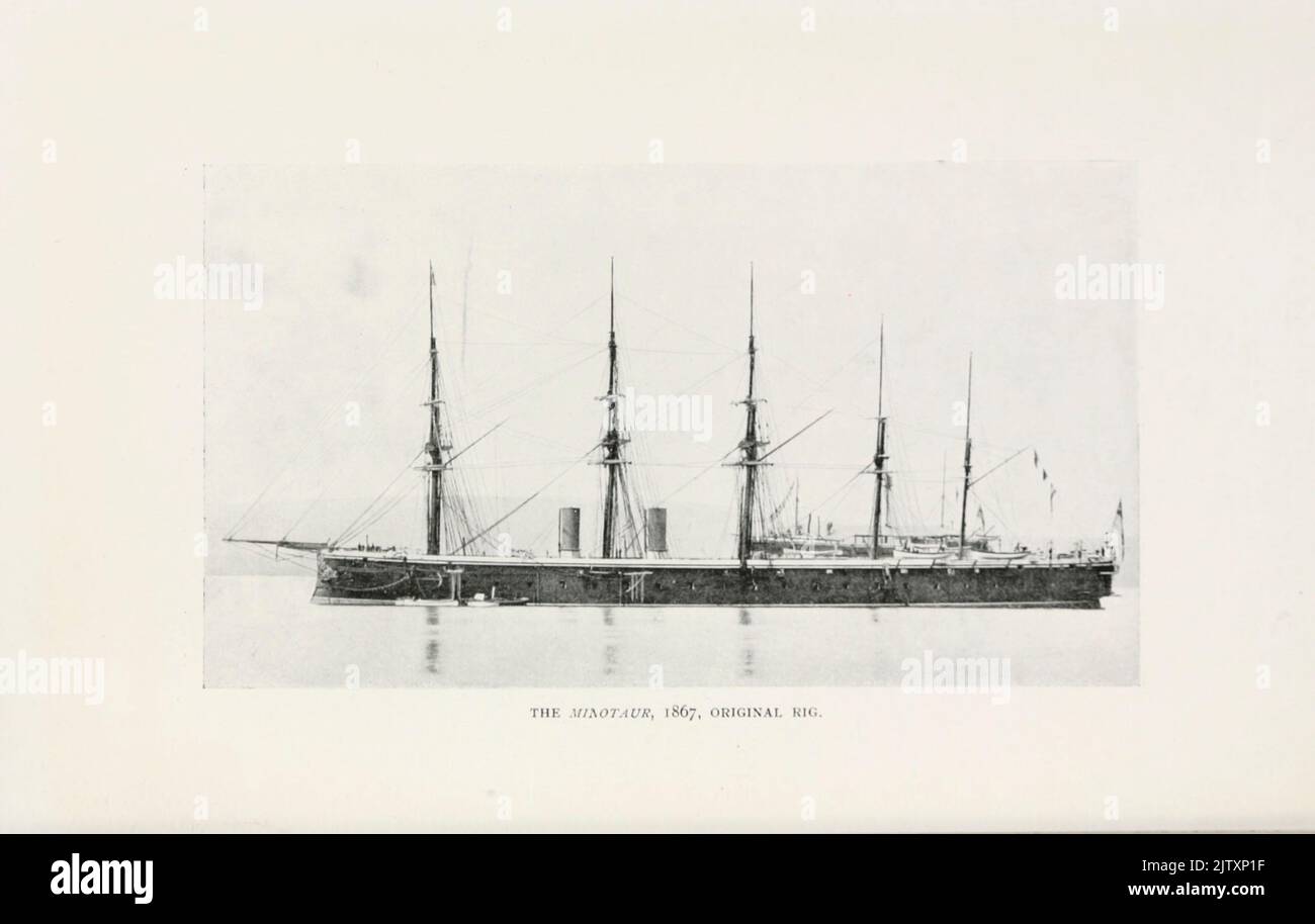 HMS MINOTAUR (as A FIVE-MASTER) from pictures by William Lionel Wyllie ...