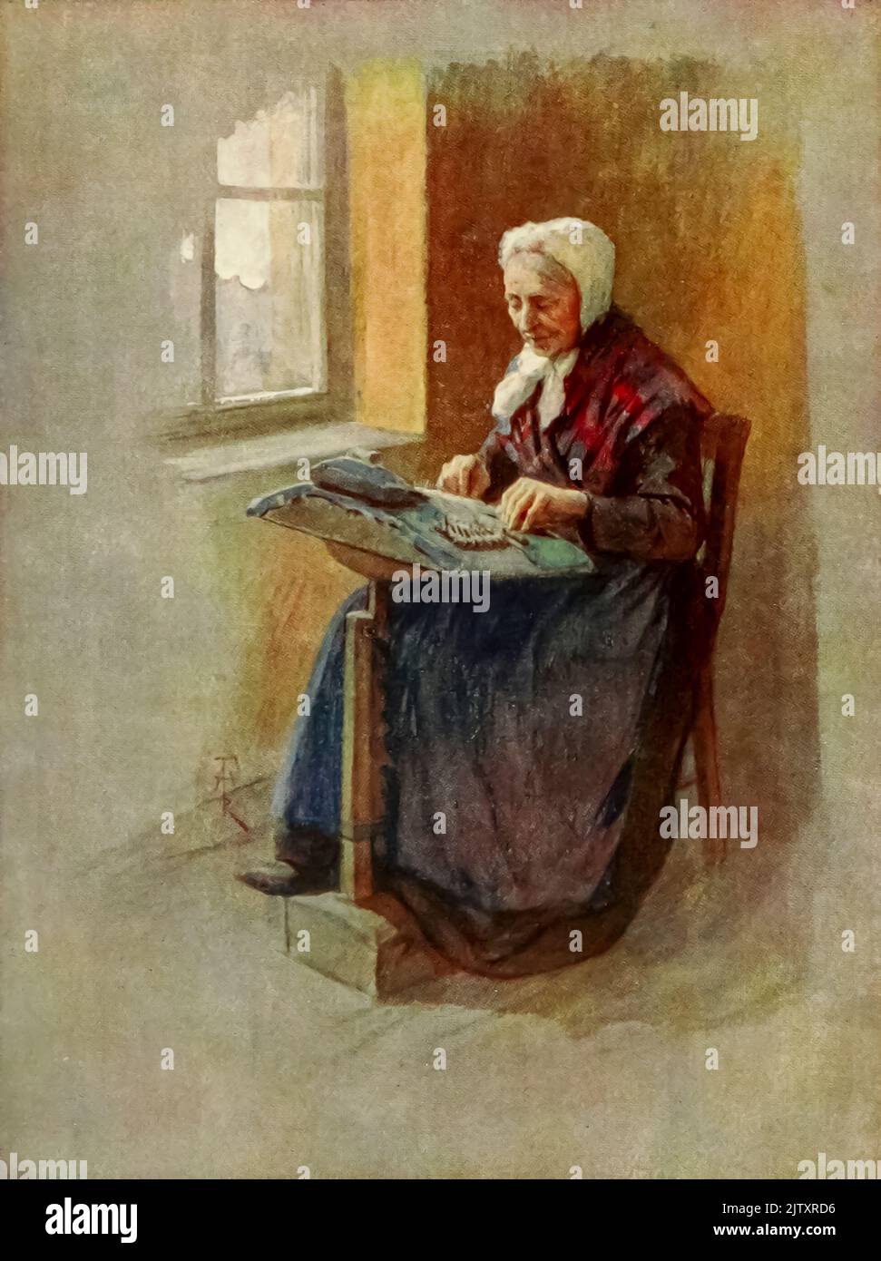 An Old Lace-Maker, Ghent From the Book ' Brabant and East Flanders ...