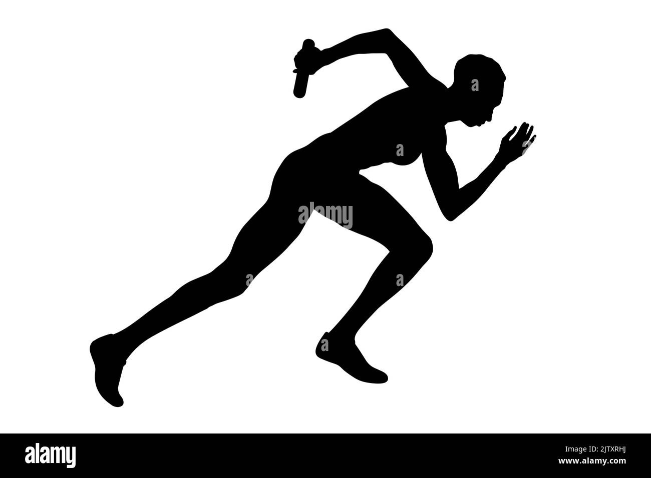 start girl runner running relay race black silhouette Stock Photo - Alamy