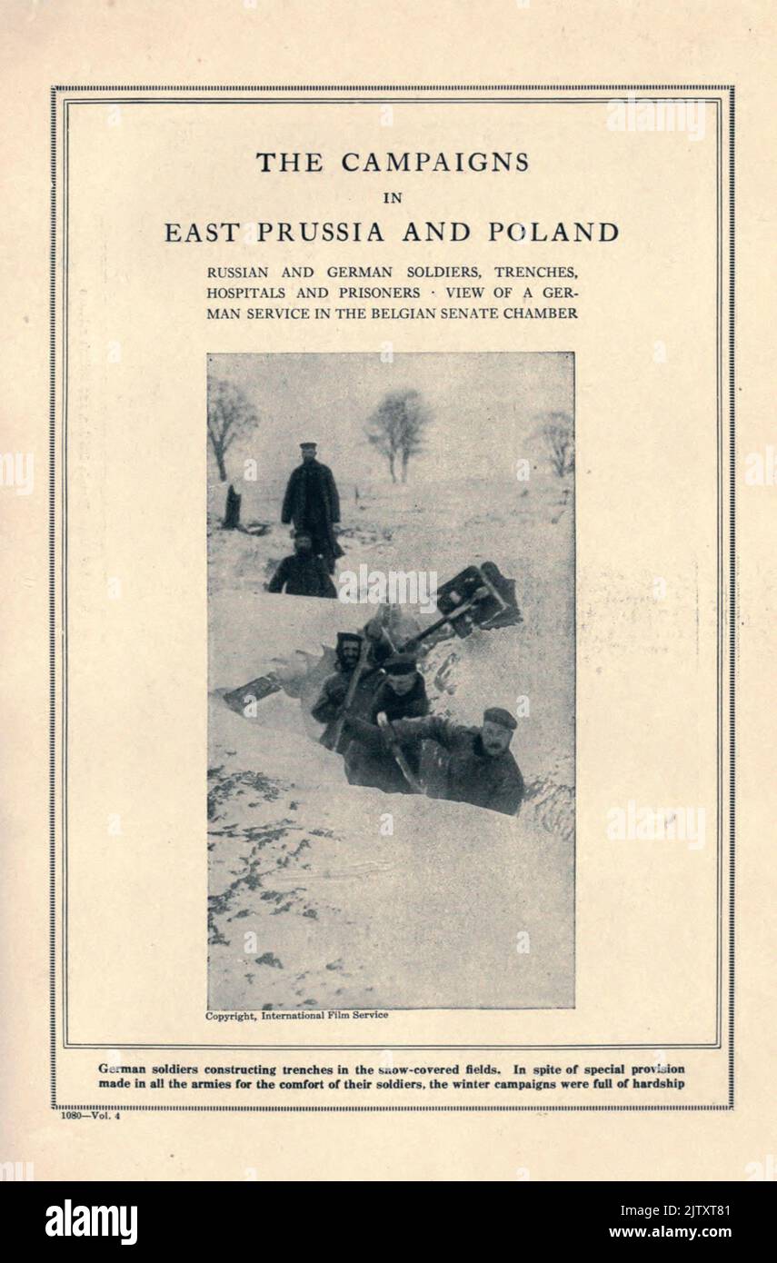 German soldiers constructing trenches in the snow covered fields. from ...