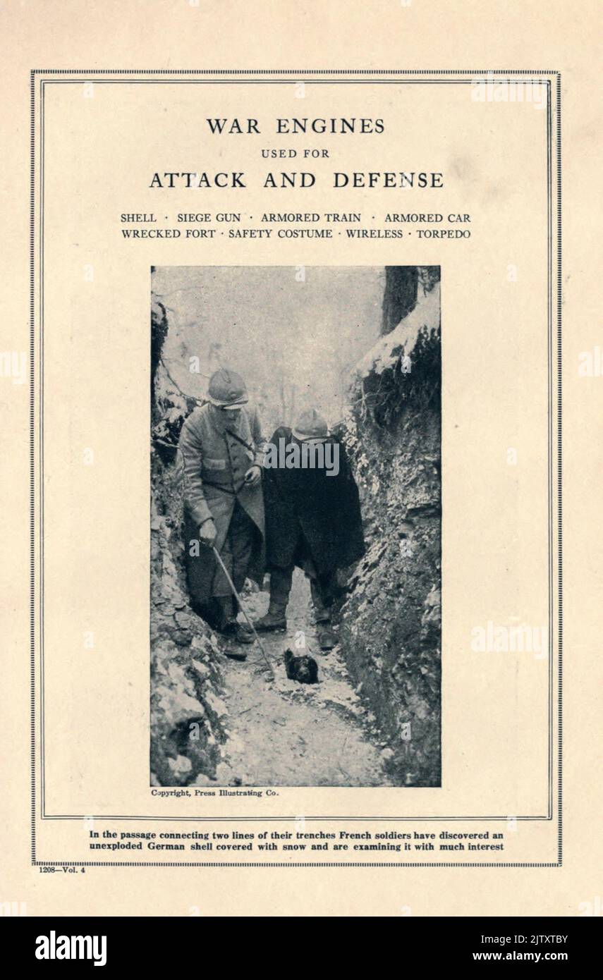 UNEXPLODED GERMAN SHELL IN A FRENCH TRENCH from the book The story of ...