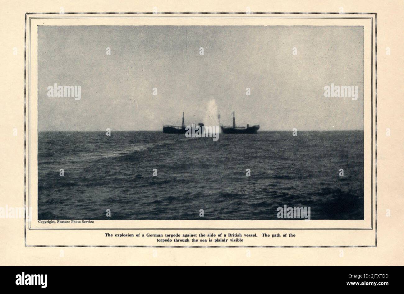 GERMAN TORPEDO BURSTING AGAINST A BRITISH VESSEL from the book The ...