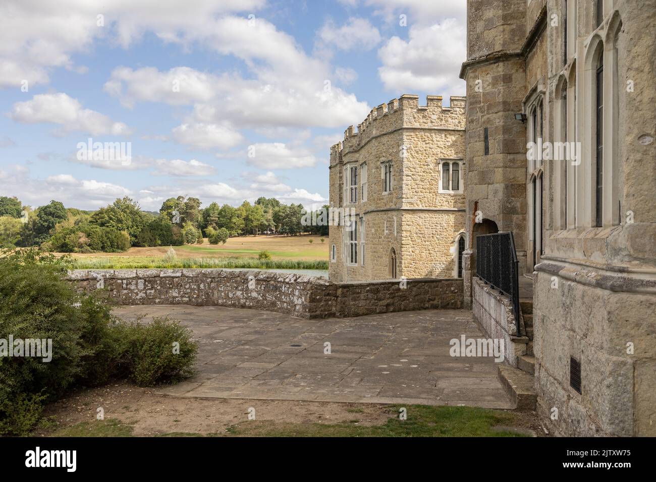 view of a english sandstone medieval castle Stock Photo - Alamy