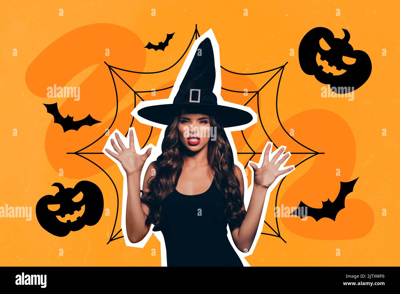 Exclusive painting magazine sketch image of cool scary lady wear wizard ...