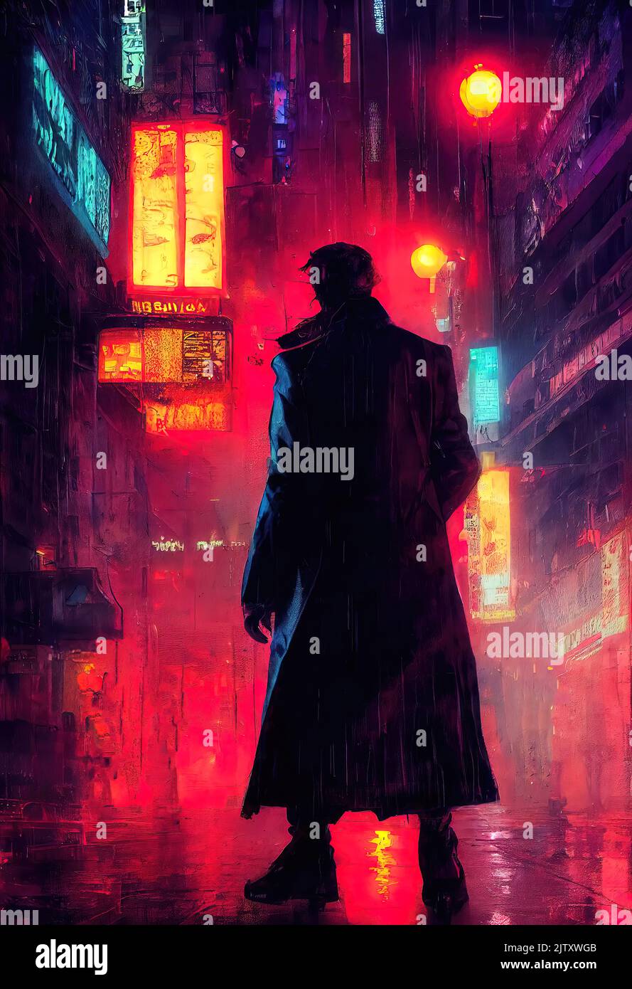 Street cyberpunk at night hi-res stock photography and images - Alamy
