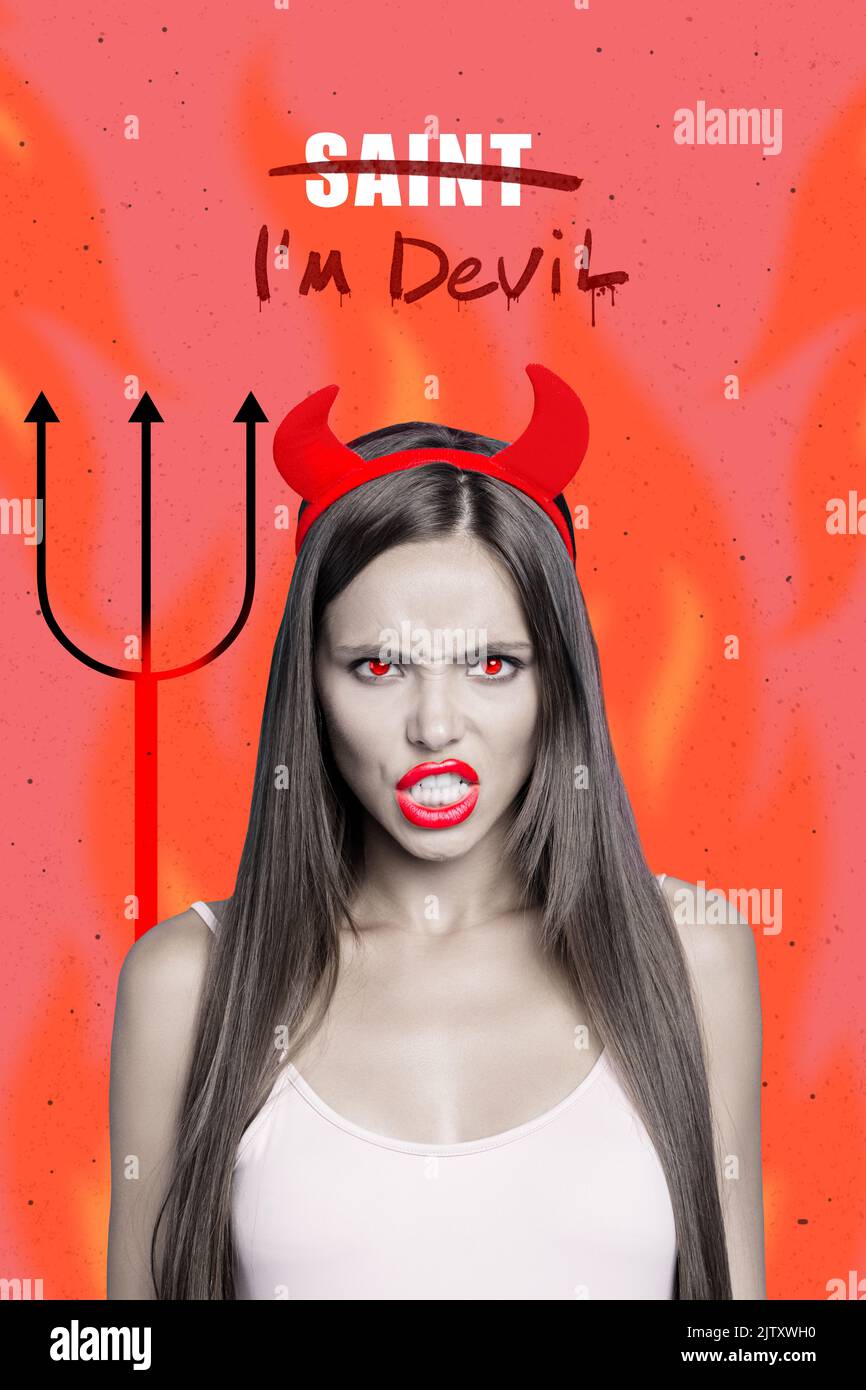 Exclusive painting magazine sketch image of scary angry not saint lady ...