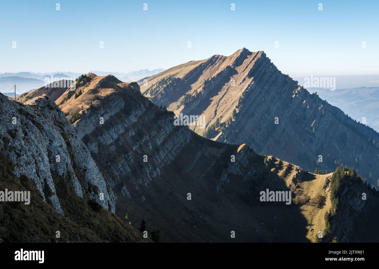 A Landscape of mountain range rocky peaks Stock Photo - Alamy