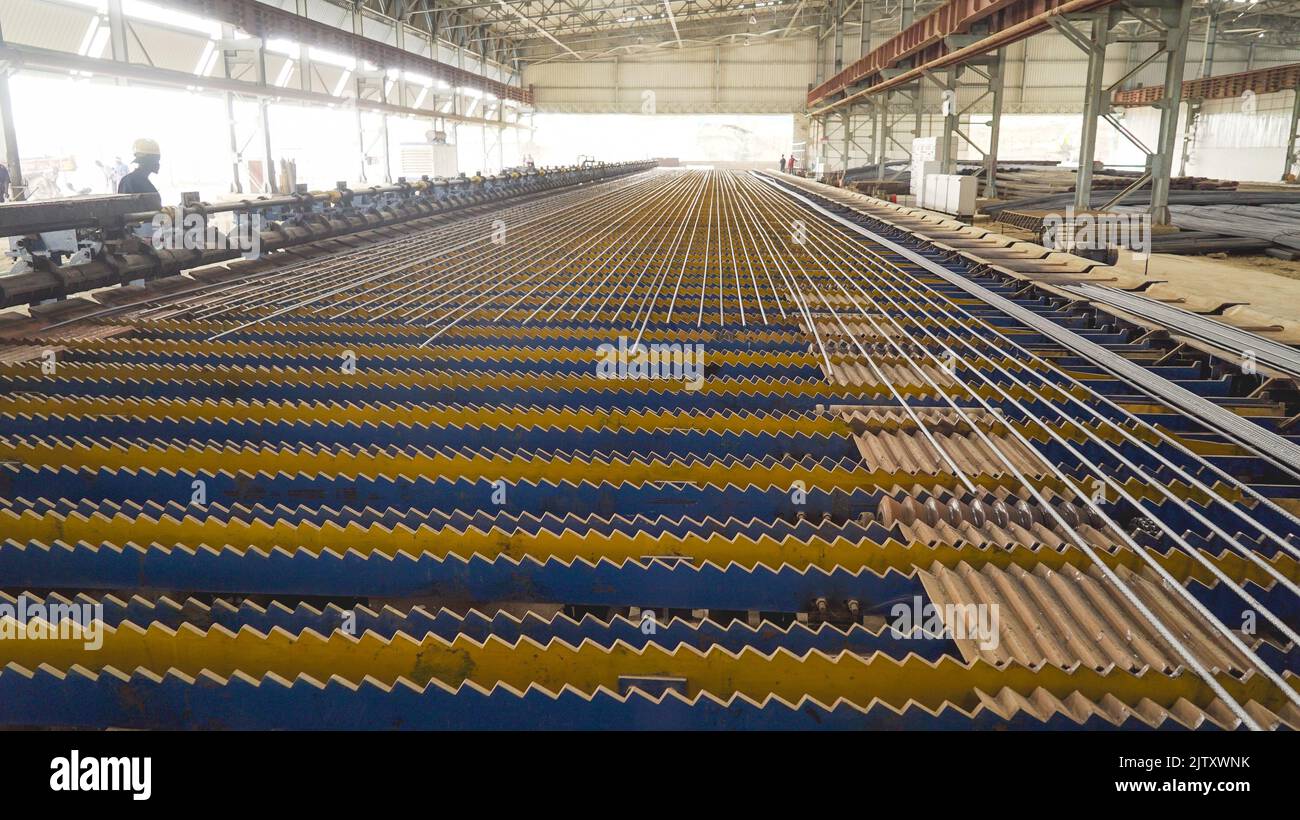 The inside of the metallic rods factory Stock Photo - Alamy