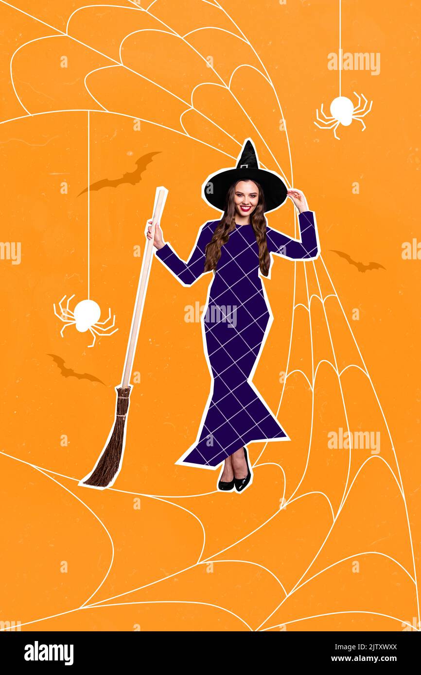 3d retro abstract creative artwork template collage of charming spooky ...